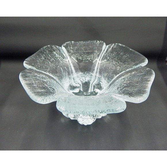 BLENKO | Accents | Blenko Art Glass Clear Textured Flower Petal Taper ...